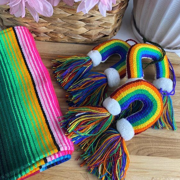 Vicenta's Artisan Boutique | Accents | Mexican Rainbow Embroidered Felt ...